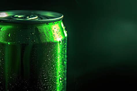 Realistic Mockup Of Aluminum Green Can With Dripping Condensation On