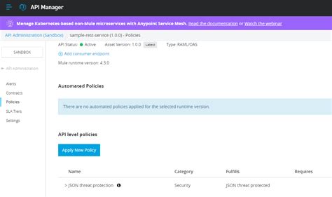 Json Threat Protection Mulesoft Api Manager Policy