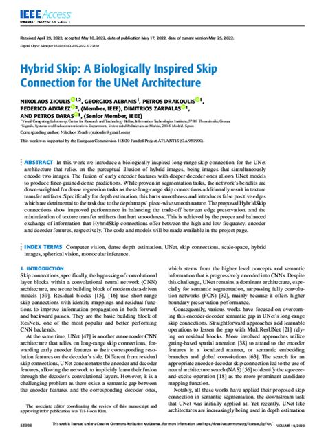 Pdf Hybrid Skip A Biologically Inspired Skip Connection For The Unet