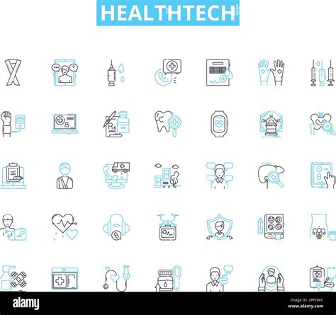Healthtech Linear Icons Set Telemedicine Wearables Ehr Ai Virtual Reality Robotics