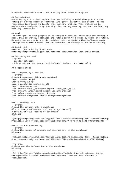 Movie Rating Prediction Codsoft Internship Task Movie Rating Prediction With Python