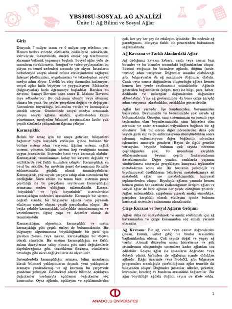 Sosyal Ağ Analizi 1 Pdf
