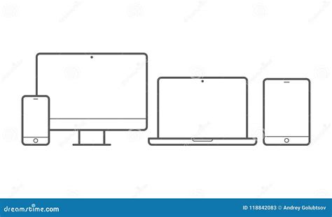 Devices Vector Line Icons For Responsive Design Stock Vector Illustration Of Appliance Phone