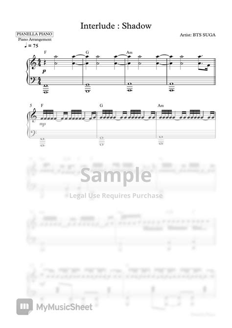 Bts Suga Interlude Shadow Piano Sheet Sheets By Pianella Piano