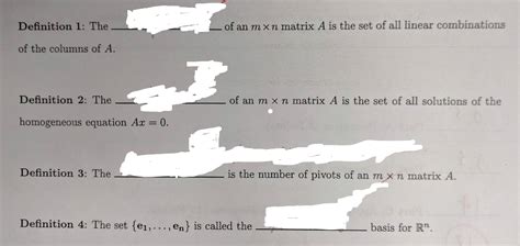 Solved The Of An M Times N Matrix A Is The Set Of All Chegg Com
