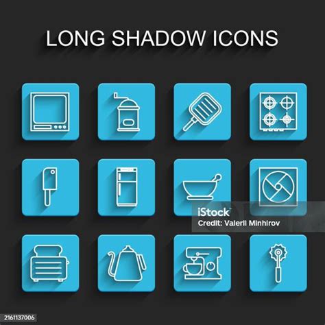 토스트와 토스터 주전자 손잡이 전자 저울 전기 믹서 피자 나이프 냉장고 환기 및 박격포 유봉 아이콘을 설정합니다 벡터 가열장치에