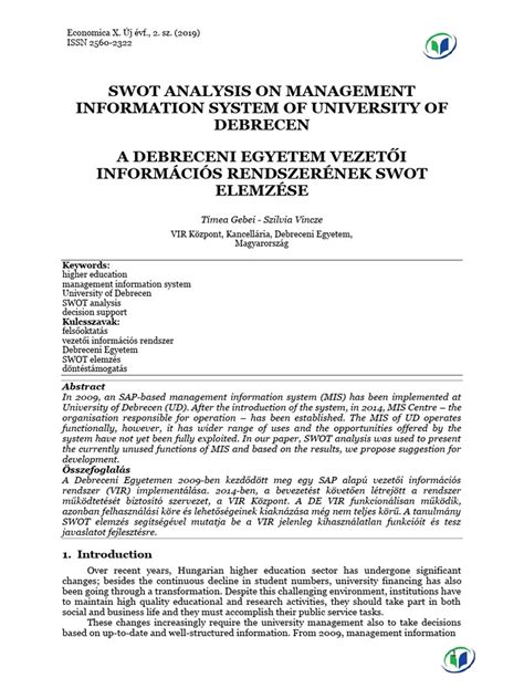 Swot Analysis On Management Information System Of Pdf Swot