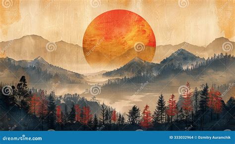 An Art Landscape Background With Gold Texture Modern A Japanese Hand Drawn Wave Pattern With A