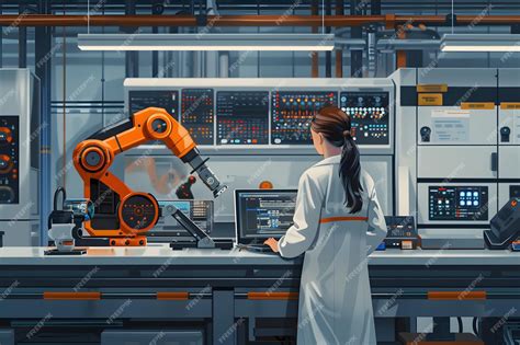A Scientist Collaborating With A Robotic Arm In A Hightech Laboratory