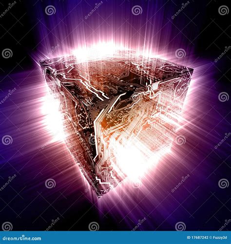 3d Render Bitmap Electronic Circuit Cube Stock Illustration Illustration Of Digital Circuit