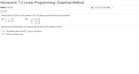 Solved Homework Linear Programming Graphical Method Chegg