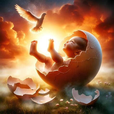 Premium Photo Surrealistic Image Of A Human Hatching From An Egg 1