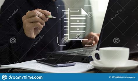 Procedure As Work Flow Process Steps Scheme Document Tiny Person Concept Strategy And Task