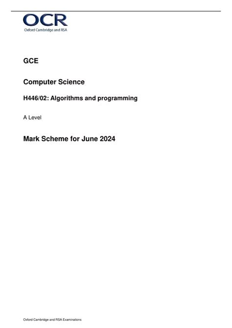 2024 oxford cambridge and rsa gce computer science h446 02 algorithms