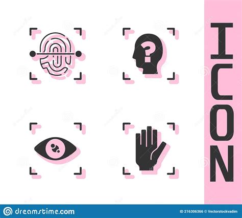 Set Palm Print Recognition Fingerprint Eye Scan And Face Icon Vector Stock Vector