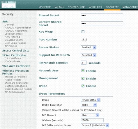 Configure Radius Ipsec Security For Wlcs And Microsoft Windows 2003 Ias Server Cisco