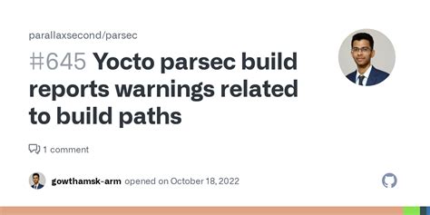 Yocto Parsec Build Reports Warnings Related To Build Paths · Issue 645