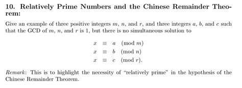 Solved 10 Relatively Prime Numbers And The Chinese