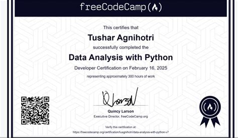 freecodecamp learningjourney dataanalysis neverstoplearning tushar agnihotri