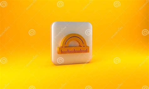 Gold Protractor Grid For Measuring Degrees Icon Isolated On Yellow Background Tilt Angle Meter