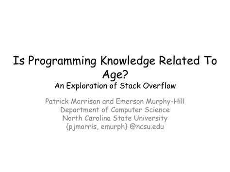 ppt programming knowledge and age an exploration of the relationship powerpoint presentation