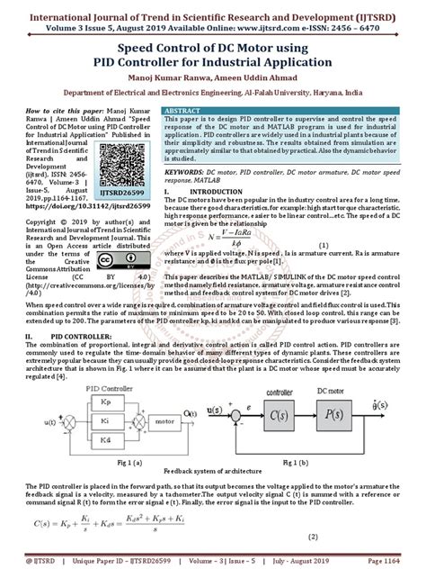 speed control of dc motor using pid controller for industrial