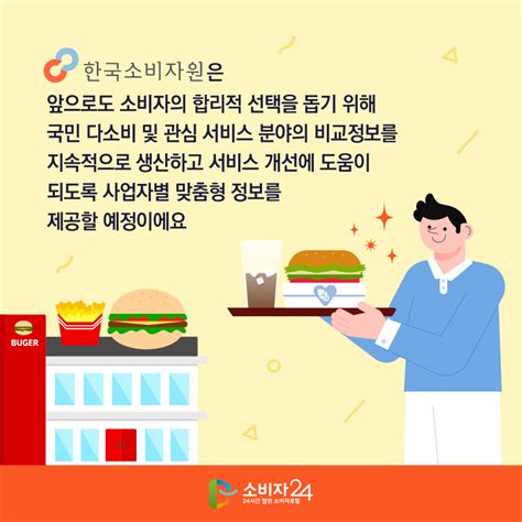햄버거 프랜차이즈 만족도 ‘주문과정 높고 ‘가격·부가혜택 낮아요 일반비교정보 상품비교정보 소비자정보 소비자24