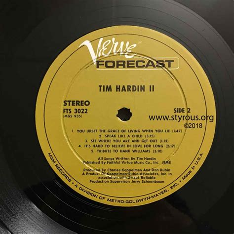 The Styrous® Viewfinder 20000 Vinyl Lps 162 Tim Hardin ~ Two