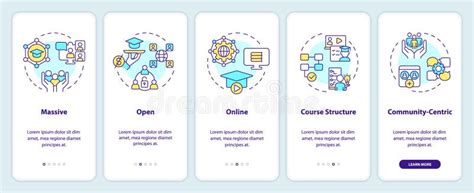 Walkthrough Mooc With Colorful Line Icons Concept Stock Vector Illustration Of Learning Mooc