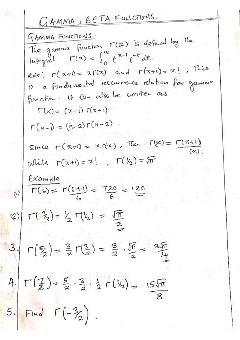 Gama And Beta Functions Gamma Beta Functions Gamma Functions The