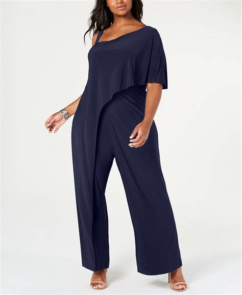 R And M Richards Plus Size One Shoulder Jumpsuit Macys