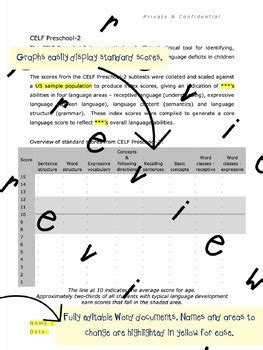 CELF Assessment Report Templates For Speech Language Therapy Bonus Bundle