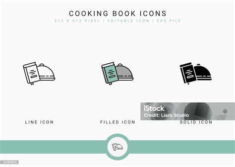 요리 책 아이콘은 실선 아이콘 라인 스타일로 벡터 일러스트레이션을 설정합니다 주방 용품 개념 요리사에 대한 스톡 벡터 아트 및 기타 이미지 Istock