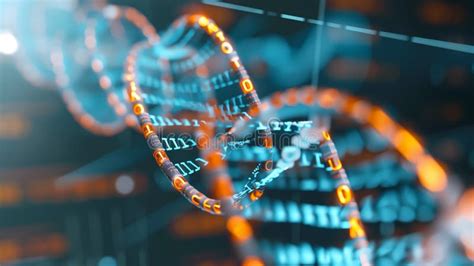 Glowing Dna Double Helix With Binary Code Illustrating Biometric Data
