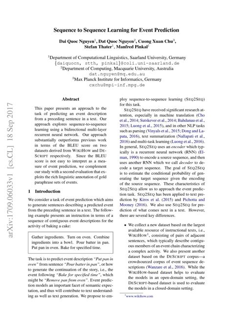 Sequence To Sequence Learning For Event Prediction Deepai