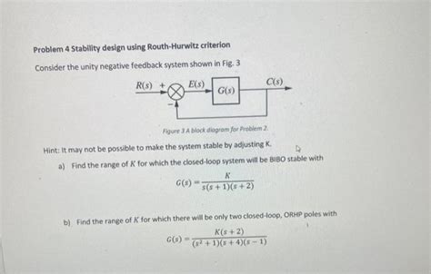 Problem 4 Stability Design Using Routh Hurwitz