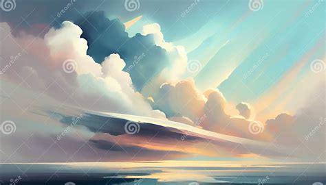 Generative Ai Horizon Hues A Serene Abstract Cloudscape Of Soft