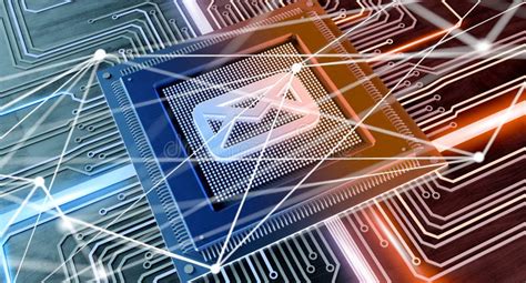 CPU Processor Chip With A Message And Network Connection On A Ci Stock Illustration