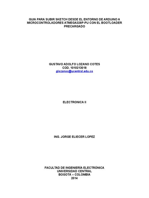 Guia Para Cargar Sketch Desde El Entorno De Arduino Pdf Arduino