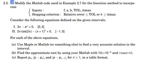 Solved Rate Modify The Matlab Code Used In Example Chegg