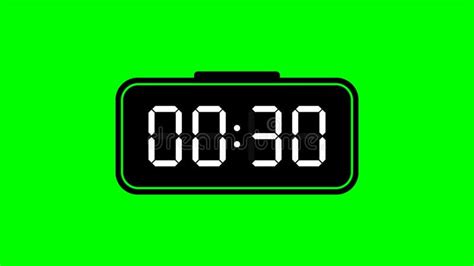Simple Black 1 Minute Or 60 Seconds Digital Clock Countdown Timer Animation Video On Green