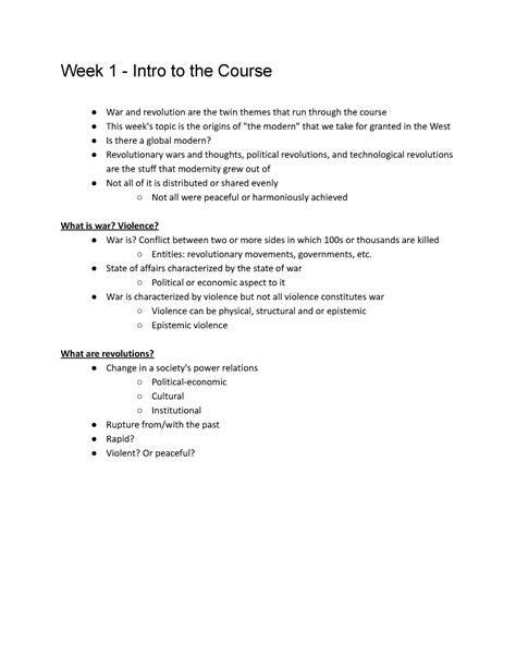 Week 1 Intro To The Course Week 1 Intro To The Course War And