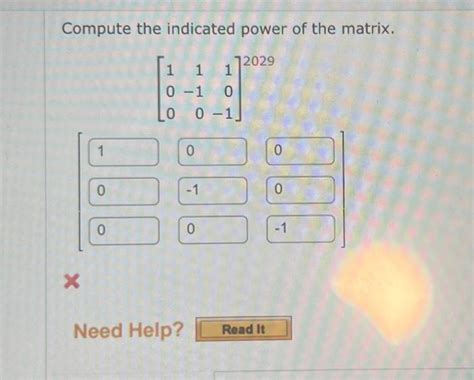 solved compute the indicated power of the matrix
