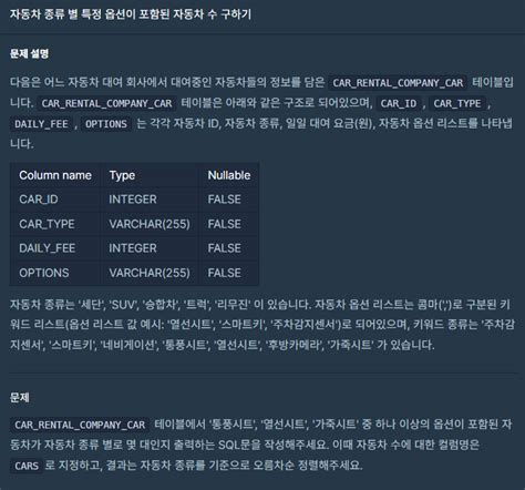 [group by] 자동차 종류 별 특정 옵션이 포함된 자동차 수 구하기 lv2