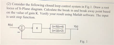 Solved Consider The Following Closed Loop Control Chegg Com