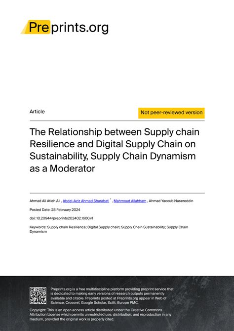 Pdf The Relationship Between Supply Chain Resilience And Digital Supply Chain On