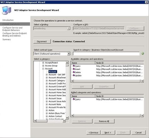 Step 1 Publish The Siebel Business Component Operations As A Wcf
