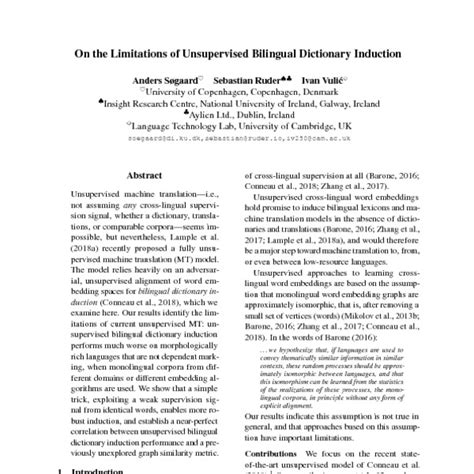 On The Limitations Of Unsupervised Bilingual Dictionary Induction Acl