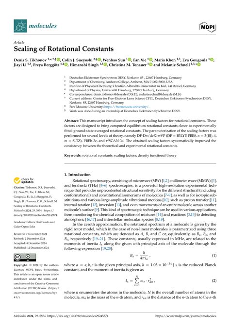 Pdf Scaling Of Rotational Constants