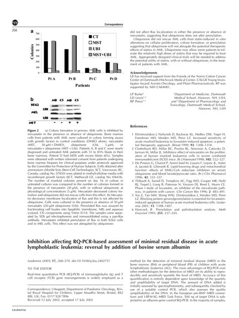 Pdf Inhibition Affecting Rq Pcr Based Assessment Of Minimal Residual